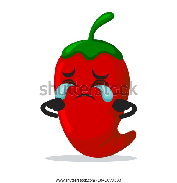 Vector Illustration Chilli Mascot Character Crying: เวกเตอร์สต็อก (ปลอด ...