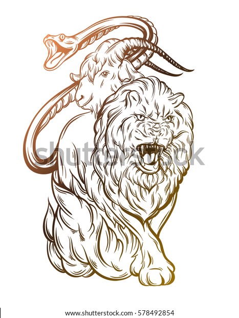 Vector Illustration Chimera Made Hand Drawn Stock Vector (Royalty Free ...