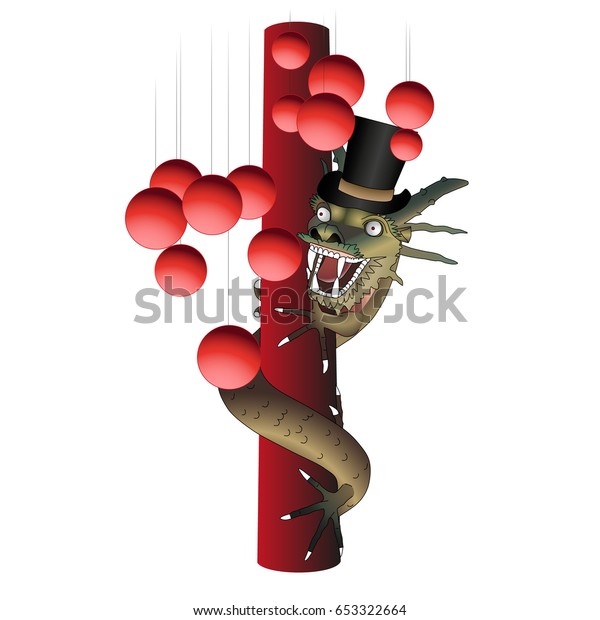 Vector Illustration Chinese Dragon Cylinder Stock Vector (Royalty Free ...