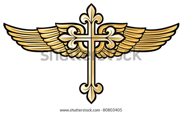 Vector Illustration Christian Cross Wing Stock Vector (Royalty Free ...