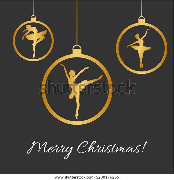 Vector Illustration Christmas Balls Dancing Balerina Stock Vector ...
