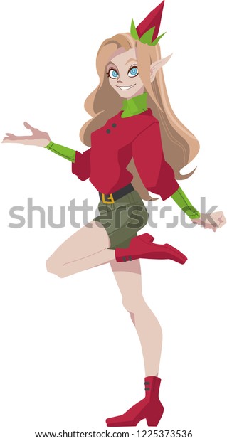 Vector Illustration Christmas Female Elf Who Stock Vector (Royalty Free ...