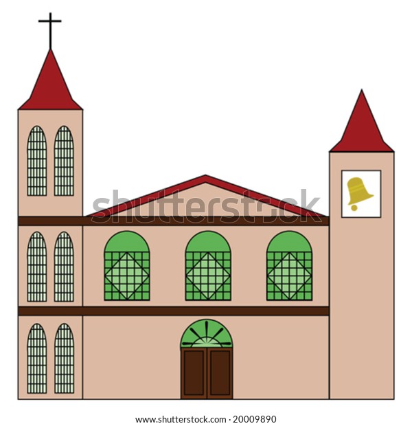 Vector Illustration Church Windows Bell Tower Stock Vector (Royalty ...
