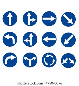 Vector Illustration Circle Blue Road Signs Stock Vector (Royalty Free ...