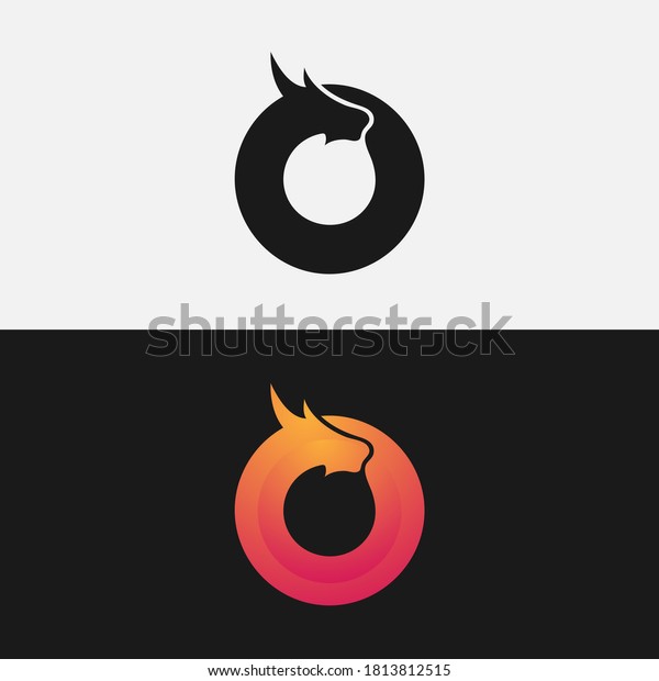 Vector Illustration Circle Dragon Logo Design Stock Vector (Royalty ...