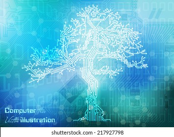 Vector Illustration Circuit Board Tree Stock Vector (Royalty Free ...
