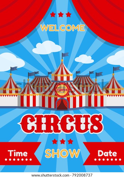 Vector Illustration Circus Poster Tents Stock Vector (Royalty Free ...