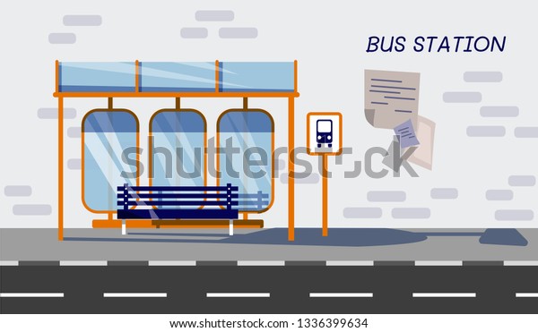 Vector Illustration City Bus Station On Stock Vector (Royalty Free ...