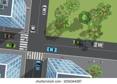 Vector Illustration City Top View Streets Stock Vector (Royalty Free ...