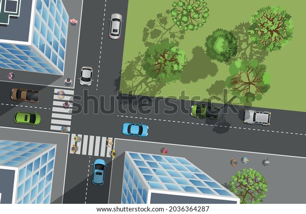 Vector Illustration City Top View Streets Stock Vector (Royalty Free ...