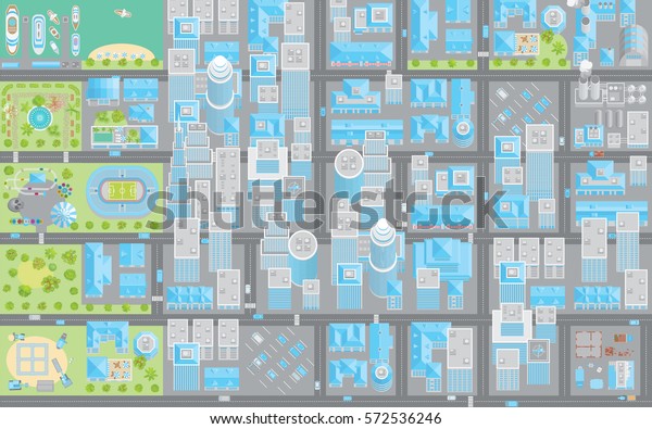 Vector Illustration City View Above Cityscape Stock Vector (Royalty ...