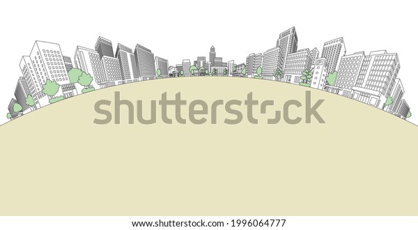 Vector Illustration Cityscape Line Drawing Illustration Stock Vector ...