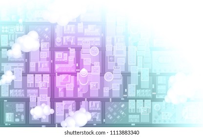 Vector Illustration Cityscape Top View City Stock Vector (Royalty Free ...