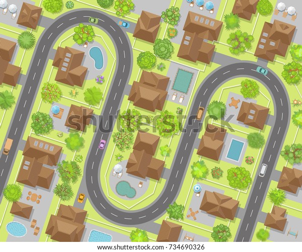 Vector Illustration Cityscape Top View City Stock Vector (Royalty Free ...