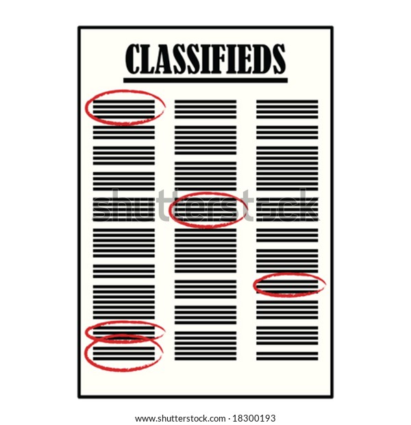 Vector Illustration Classifieds Section Newspaper Jpeg Stock Vector ...
