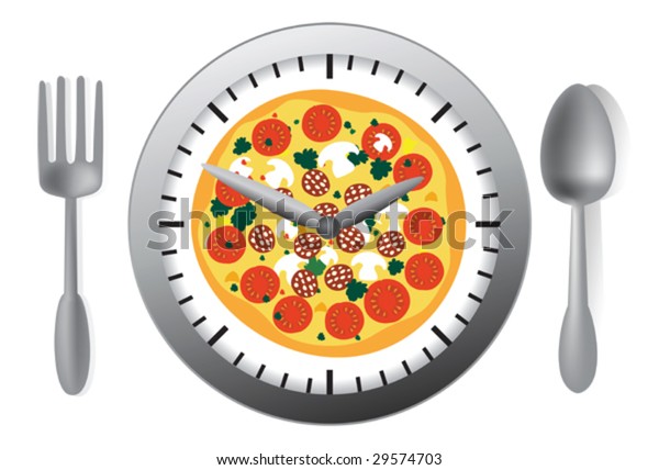 Vector Illustration Clock Pizza Stock Vector (Royalty Free) 29574703