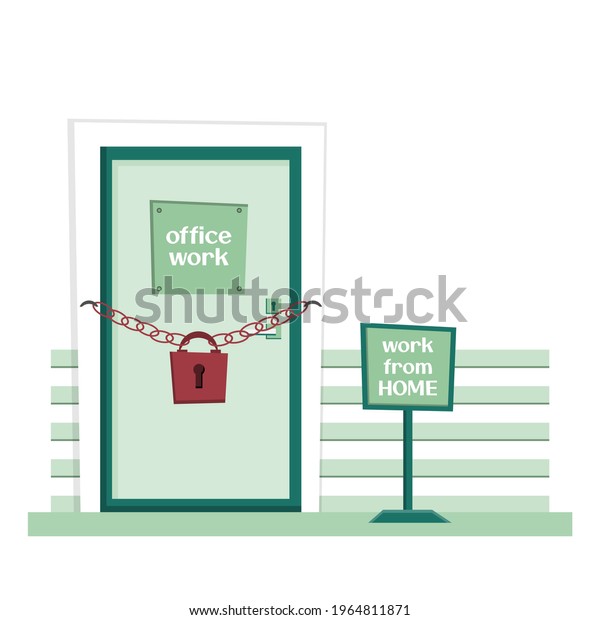 Vector Illustration Closed Office Closed Door Stock Vector (Royalty ...