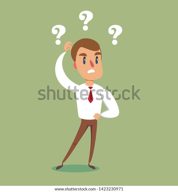 Vector Illustration Clueless Cartoon Businessman Three Stock Vector ...