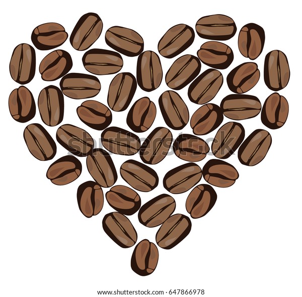Vector Illustration Coffee Bean Heart Isolated Stock Vector (Royalty ...