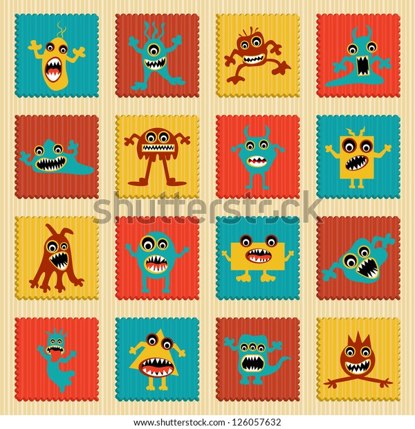Vector Illustration Collection Cartoon Alien Monster Stock Vector ...