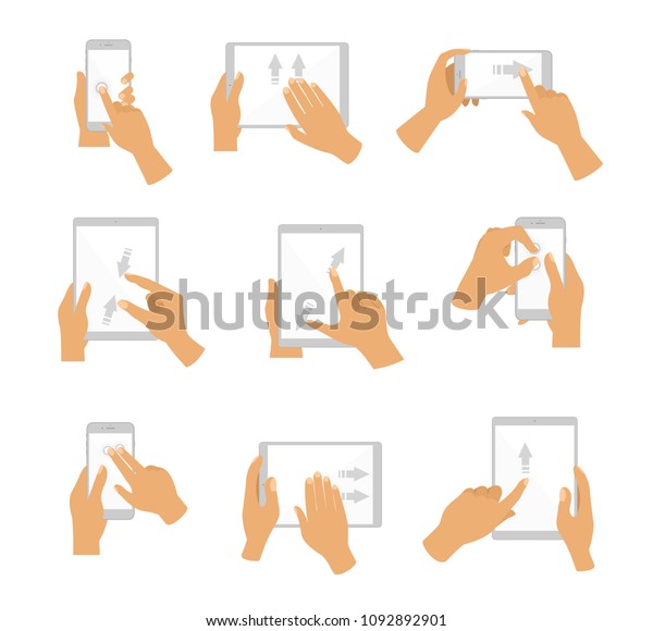 Vector Illustration Collection Hand Gesture Touch: vector de stock ...