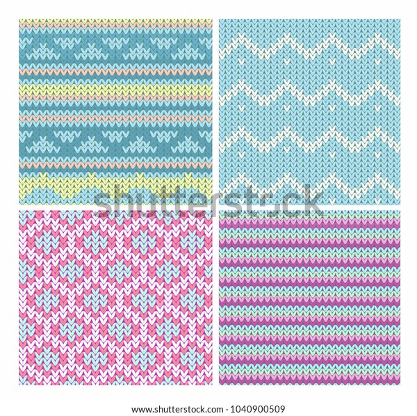 Vector Illustration Collection Seamless Knitting Fabric Stock Vector ...