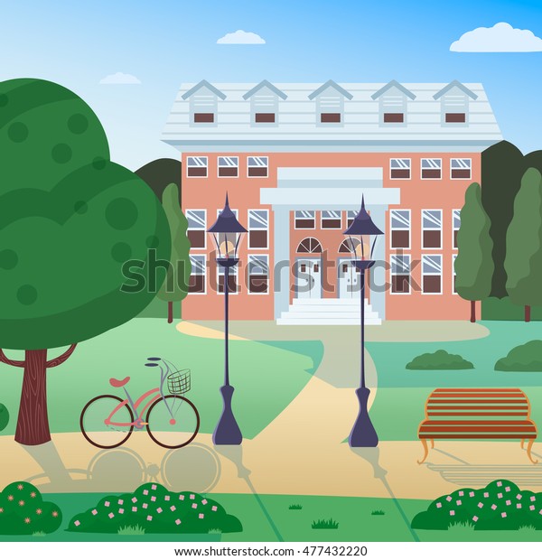 Vector Illustration College Brick University Campus 库存矢量图（免版税）477432220 ...