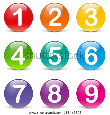 Vector Illustration Colored Numbers Icons On Stock Vector (Royalty Free ...