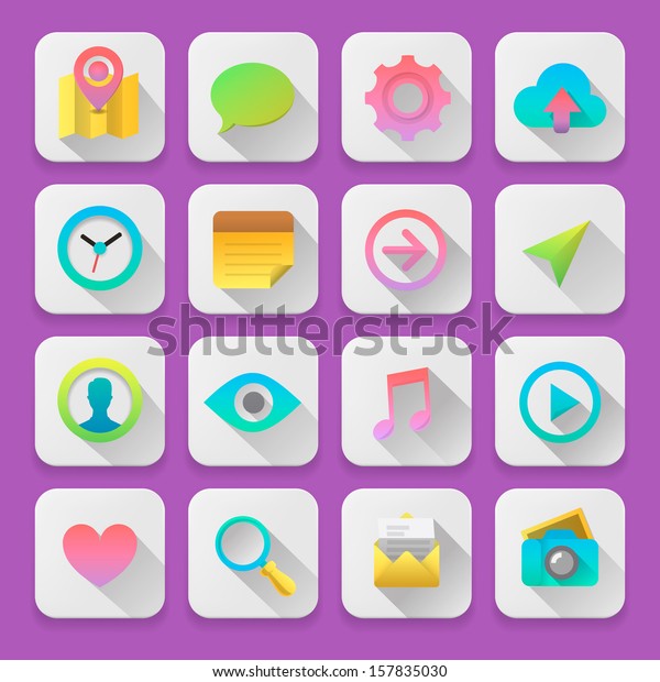 Vector Illustration Colorful App Buttons Web Stock Vector (Royalty Free ...
