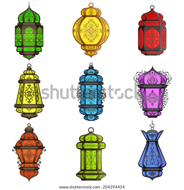 Vector Illustration Colorful Arabic Lamp Eid Stock Vector (Royalty Free ...