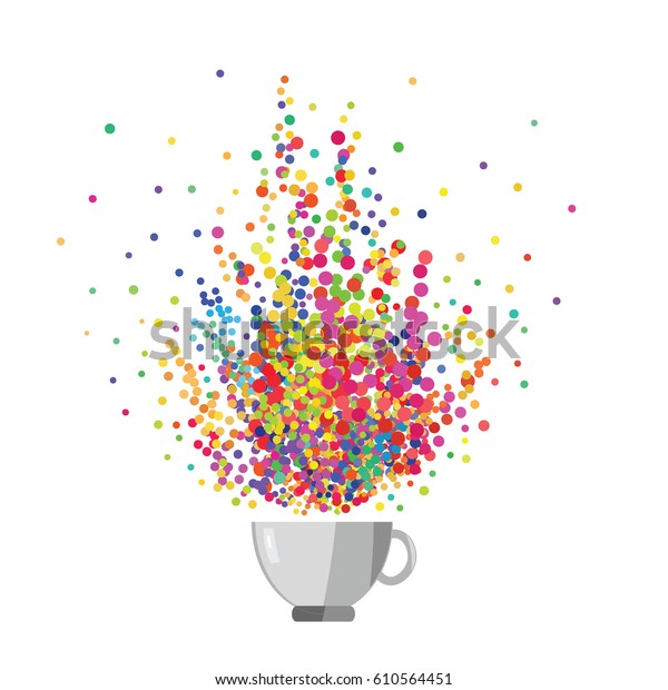 Vector Illustration Colorful Confetti Explosion Coffee Stock Vector ...