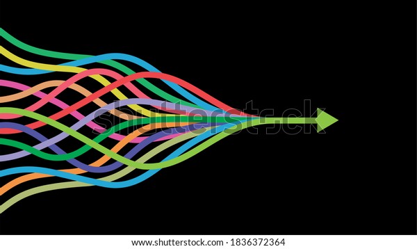 Vector Illustration Colorful Lines Intertwined Arrow Stock Vector ...