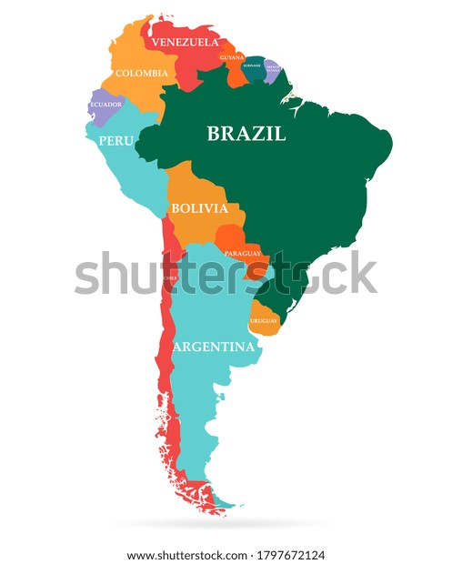 Vector Illustration Colorful Map South America Stock Vector (Royalty ...