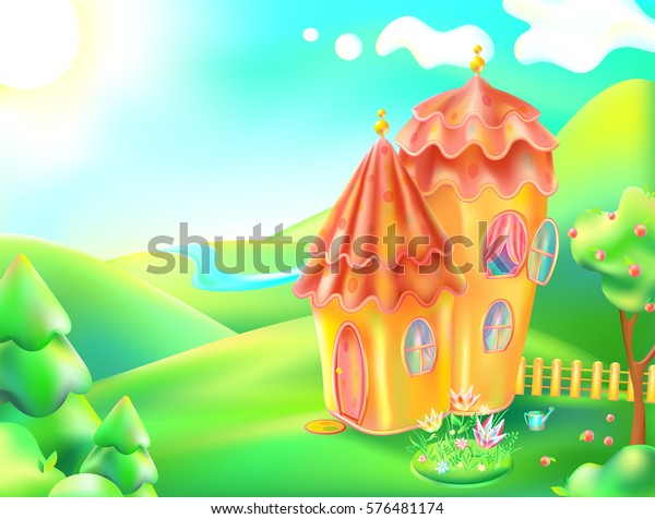 Vector Illustration Colorful Nature Home Cartoon Stock Vector (Royalty ...