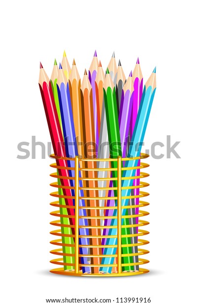 Vector Illustration Colorful Pencil Stand Stock Vector (Royalty Free ...