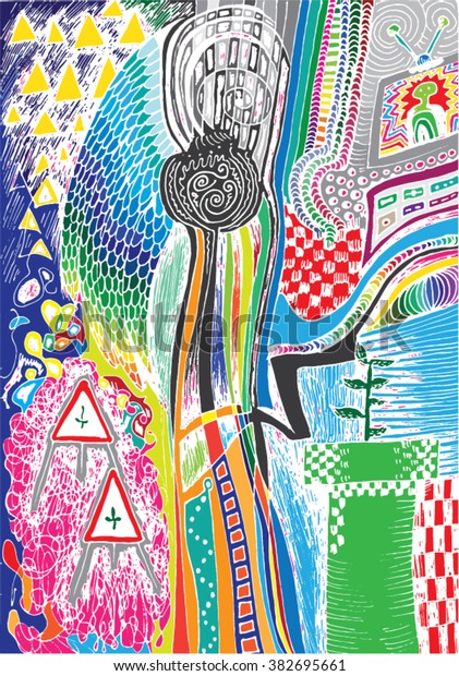 Vector Illustration Colorful Rainbow Spectrum Hand Stock Vector ...