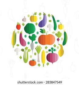 Vector Illustration Colorful Vegetables Modern Flat Stock Vector ...