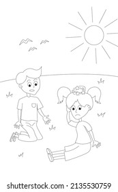 Vector Illustration Coloring Book Childs Sunstroke Stock Vector ...