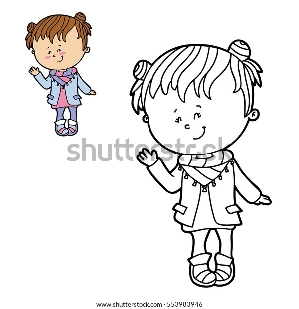 Vector Illustration Coloring Page Happy Cartoon Stock Vector (Royalty ...