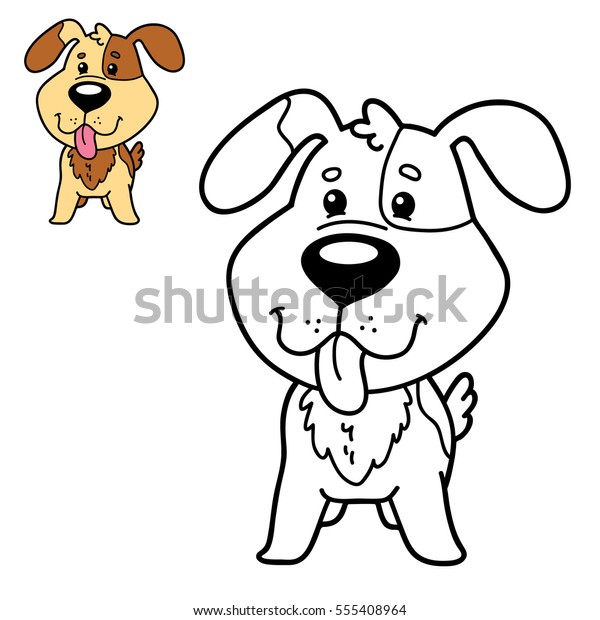 Vector Illustration Coloring Page Happy Cartoon Stock Vector (Royalty ...