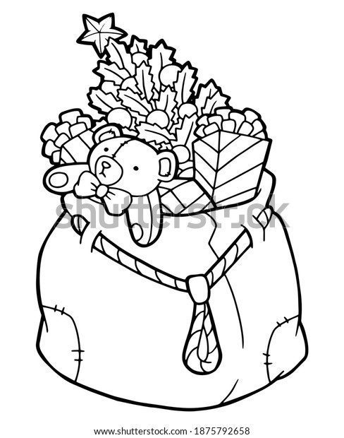 Vector Illustration Coloring Page Sack Christmas Stock Vector (Royalty ...