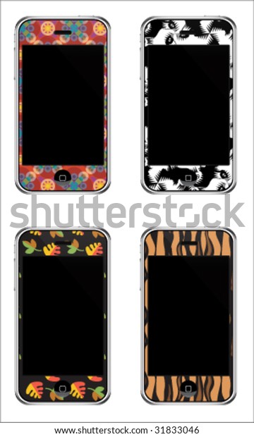 Vector Illustration Coloured Mobile Phones Touch Stock Vector (Royalty ...