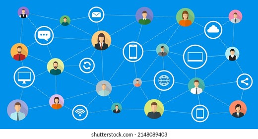 Vector Illustration Communication Between People Networks Stock Vector ...