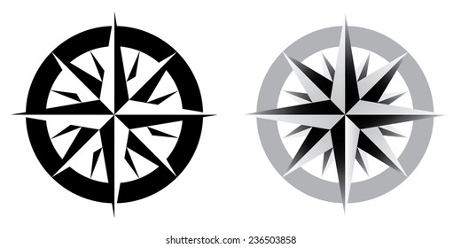 Vector Illustration Compass Black White Stock Vector (Royalty Free ...