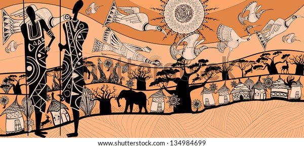 Vector Illustration Composition About Africa Each Stock Vector (Royalty ...