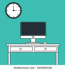 Vector Illustration Computer Line Art Stock Vector (Royalty Free ...