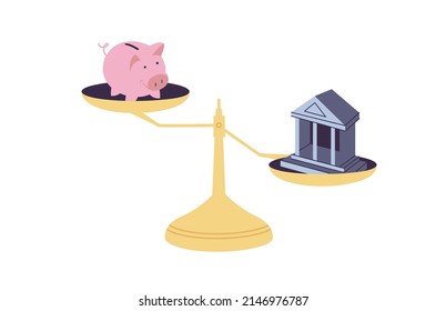 Vector Illustration Concept Choosing Between Bank Stock Vector (Royalty ...