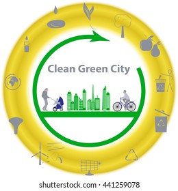 Vector Illustration Concept Green Clean City Stock Vector (Royalty Free ...