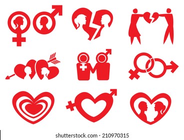 Vector Illustration Conceptual Symbols Represent Romantic Stock Vector ...