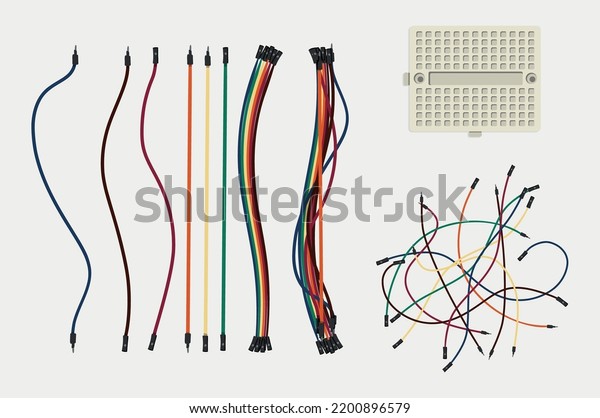 Vector Illustration Conducting Wires Breadboard Top Stock Vector ...